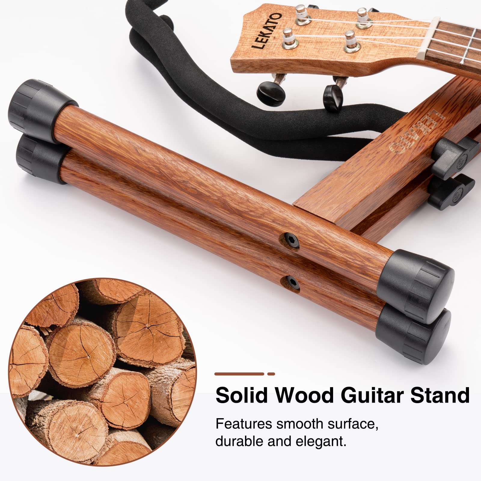 LEKATO Guitar Stands Acoustic Electric Foldable Stand Holder String Instrument Hanger Bass Classical Single Guitar Holder Contact Points with Silicone Adjustable Retractable Collapsible