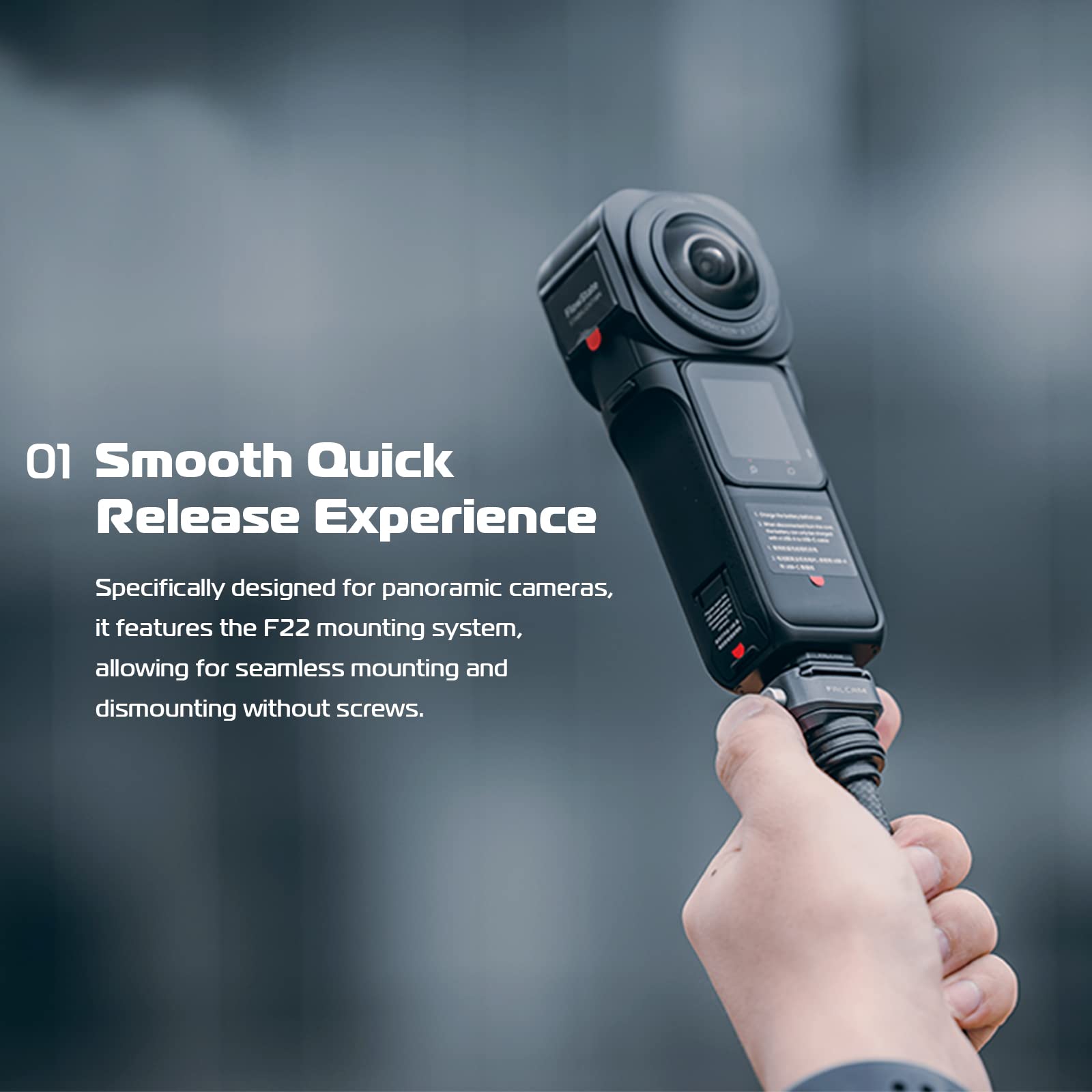 FALCAM F22 Quick Release Kit for Insta360, Panoramic Camera Mounting Adapter Convert 1/4" Thread to F22 QR System, Camera Accessory for Insta 360 ONE RS, ONE RS 1-inch, ONE X/X2/X3/Go 3/Ace Pro