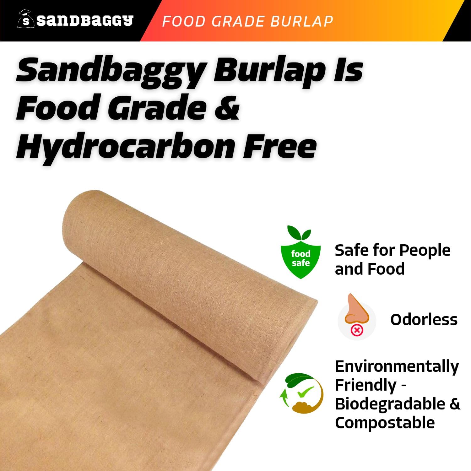 Sandbaggy Burlap Fabric Roll | 1 Roll - 40 inch Width by 300 ft Length | 30% Thicker Than Competition | Constructed from Industrial Grade Burlap Fiber | Great for Home Decor & Weddings, Plant Covers