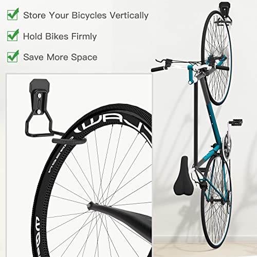 Housolution Bike Hanger Rack, [4 Pack] Heavy Duty Bike Hooks Wall Mount Rack Holder, Heavy Duty Bicycle Storage Hanger Vertical Stand for Garage, Black