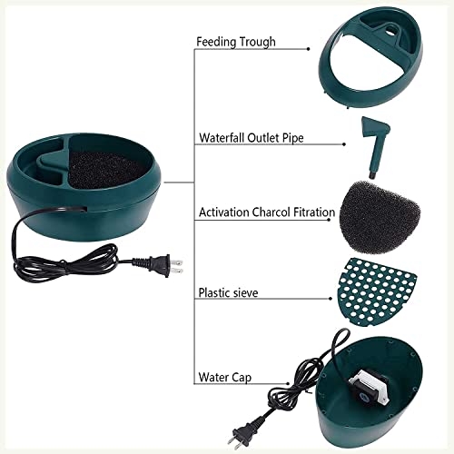 MIDOGAT 2 in 1 Reptile Water Dispenser with Treats Trough, Chameleon Water Fountain, Lizard Drinker Provided Flowing Water for Turtle Snake Spider Frog Gecko
