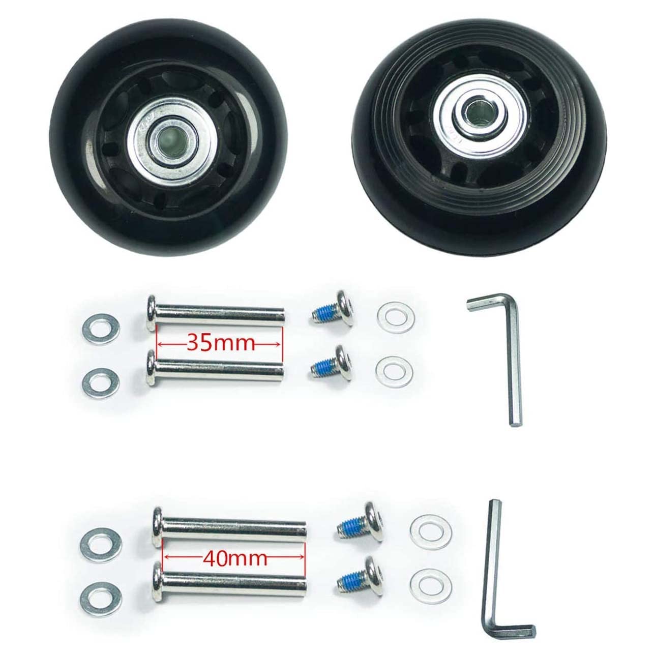 F-ber Luggage Suitcase Wheels Replacement Kit 68x24mm/2.68"x0.94" w/ 6mm ABEC 608zz Inline Outdoor Skate Replacement Wheels, Set of (2) Wheels (OD:68 W:24 ID:6 Axles:35&40)