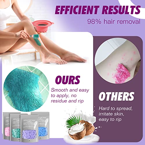 Luxspire Wax Warmer for Hair Removal, Waxing Kit for Women, Digital Wax Machine with Silicone Wax Pot, 4 Pack Hard Wax Beads, Waxing Applicator, Wax Pot, Home Self Waxing Kit for Body Eyebrow Bikini