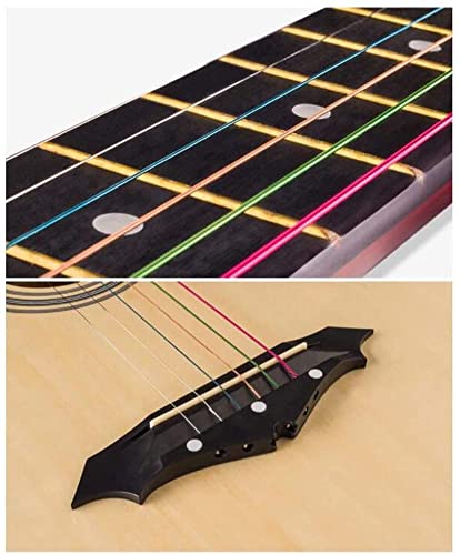 Guitar Kit, String Instrument Electronic Guitar Acoustic Guitar Beginner Classical Guitar Student Practice Travel Musical Instruments 41 Inches Fingerstyle Metal String Solid Wood (Color : Black, Si