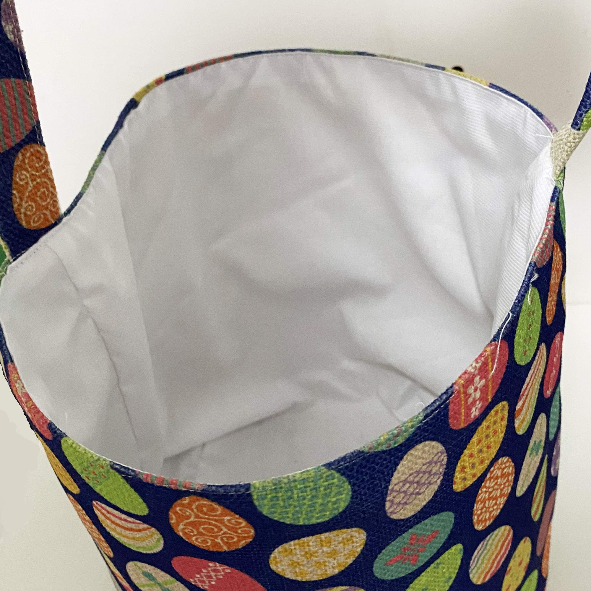 ETIUC Easter Eggs Basket for Kids Easter Eggs Hunt Bag Carrying Candy Gifts Bag Toys Bucket Burlap Linen Tote Easter Decorations