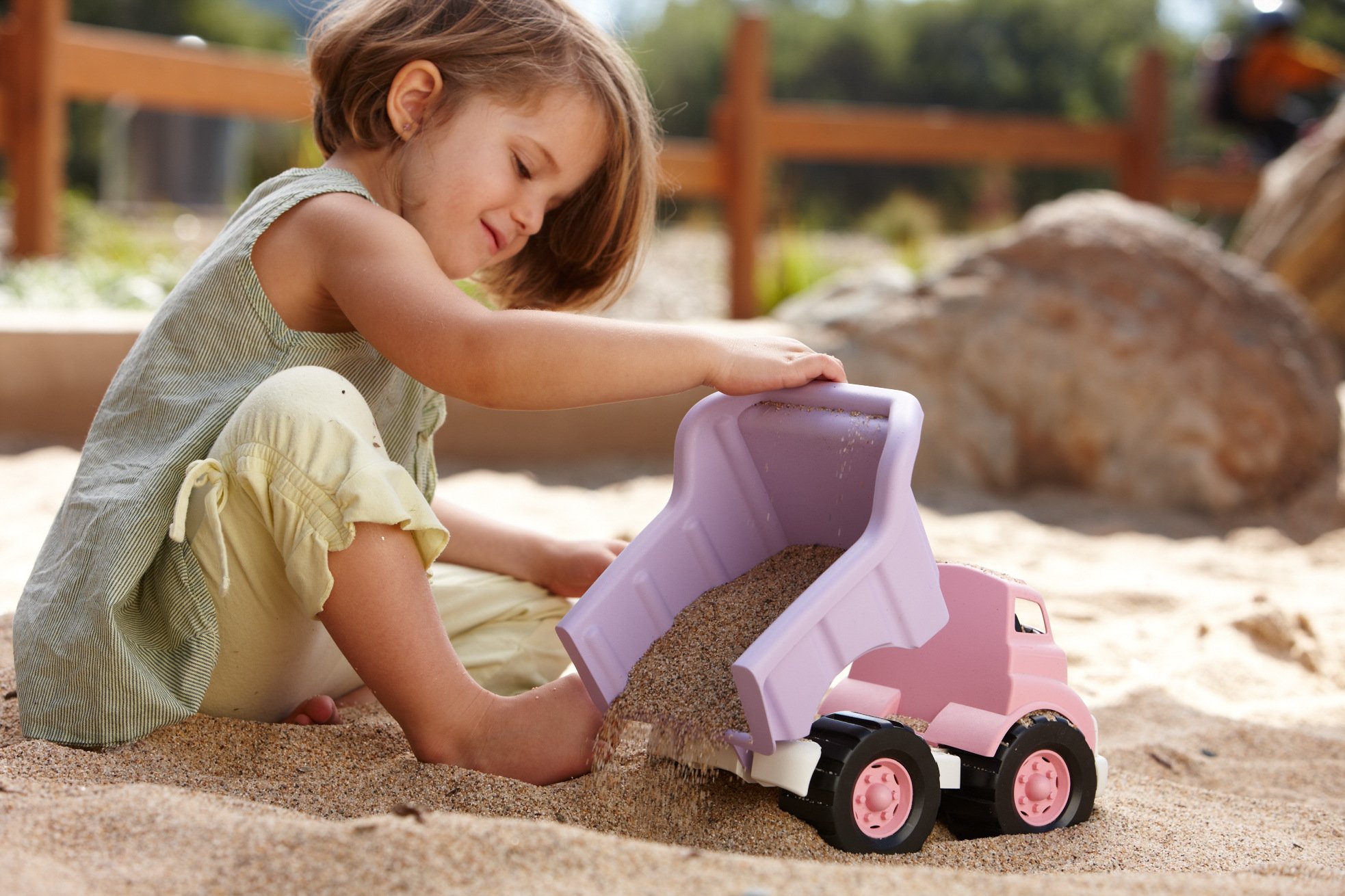 Green Toys Dump Truck Pink and Race Car Pink Bundle
