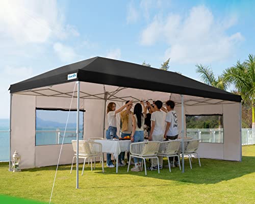 Quictent Privacy 10x20 ft EZ Pop Up Canopy Tent Instant Folding Party Tent Gazebo with Sidewalls & Roller Bag 100% Waterproof-6 Colors(Black