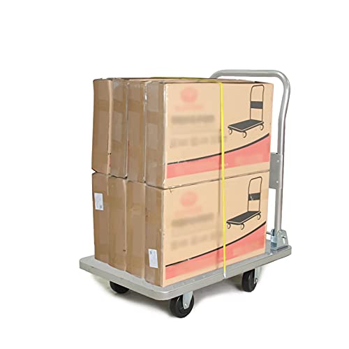 Hand Truck Steel Platform Truck Heavy Duty Small Flat 4-Wheel Trolley with Foldable Handle High Load Capacity for Household Daily Moving Utility Cart (Size : 550lbs)
