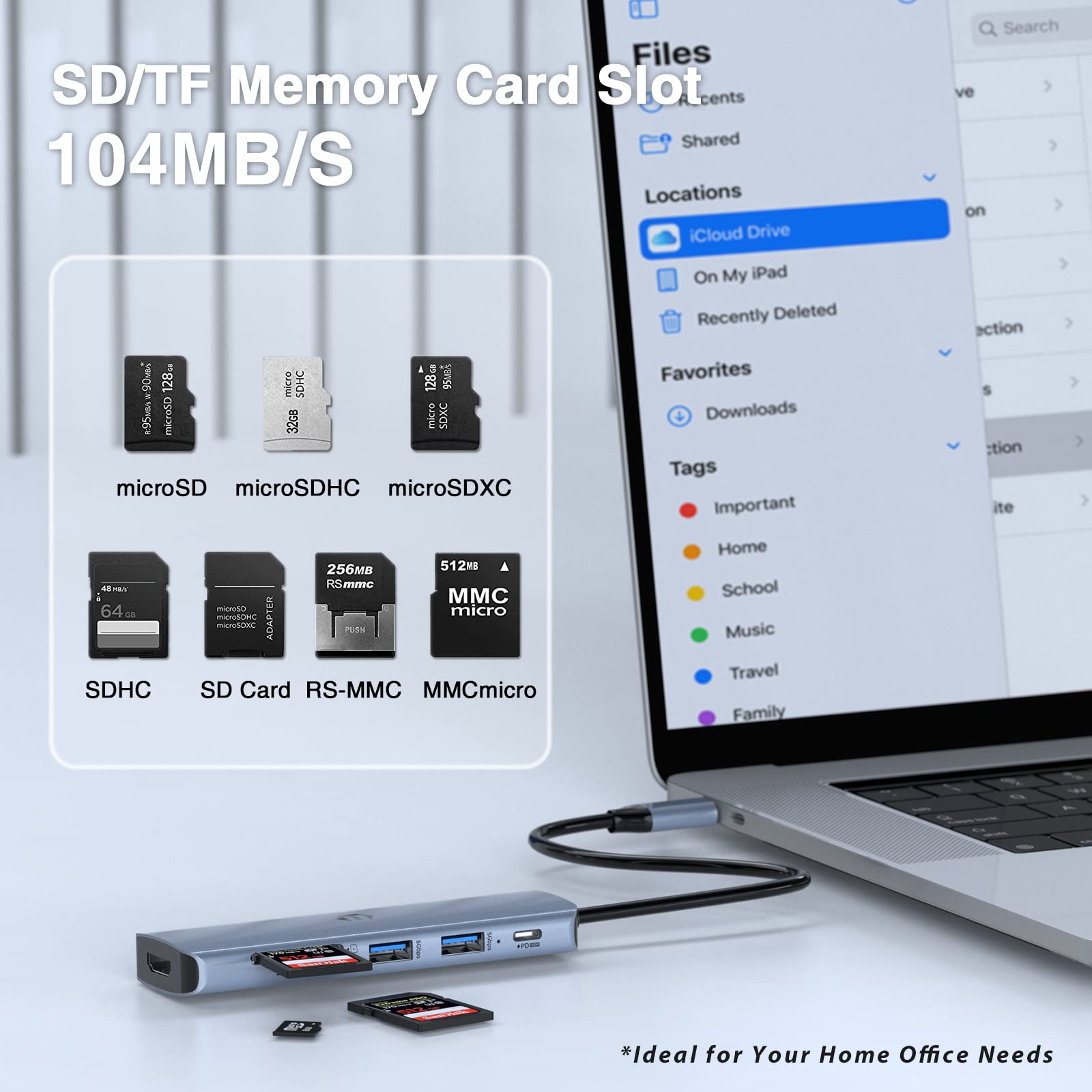 HOPDAY USB C Hub, USB C Adapter 6 in 1, USB C Hub Multiport Adapter USB C Dock with 4K HDMI, USB 3.0, PD 100W, SD/TF, MacBook Pro/Air iPad Pro Adapter, for Laptop, Surface Pro 8