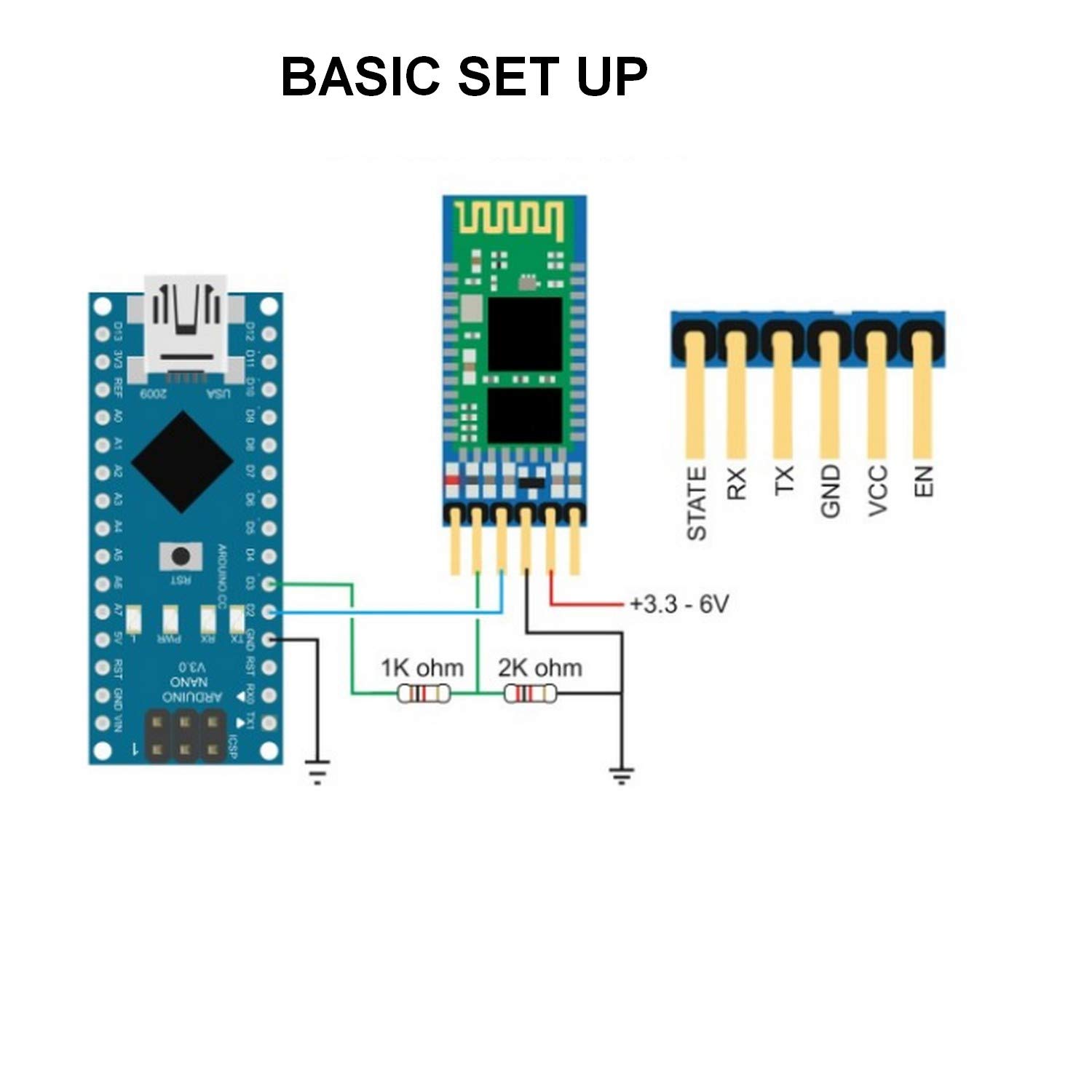 KHIYQILO Bluetooth Wireless Module HC-05 Set of 2 Transceiver Modules Slave Master Communication Module for Arduino