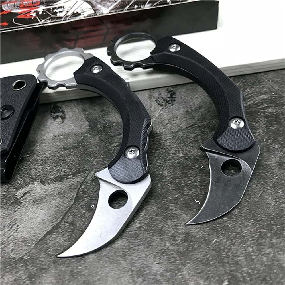 Gtkii Gtk105 Claw Knife, High Hardness D2 Steel Blade+Non-Slip G10 Handle Fixed Blade Knife with Kydex Sheath Solid Cool Strong Fixed Knife for Outdoor Camping Hiking EDC Tool(Black)