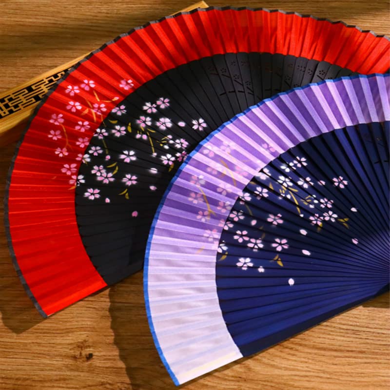 Folding Fan Lady Dance Fan Bamboo Ventilateur Classical Portable Wedding Silk Fan Chinese Summer Cheongsam Hanfu Fans (Color : A10)