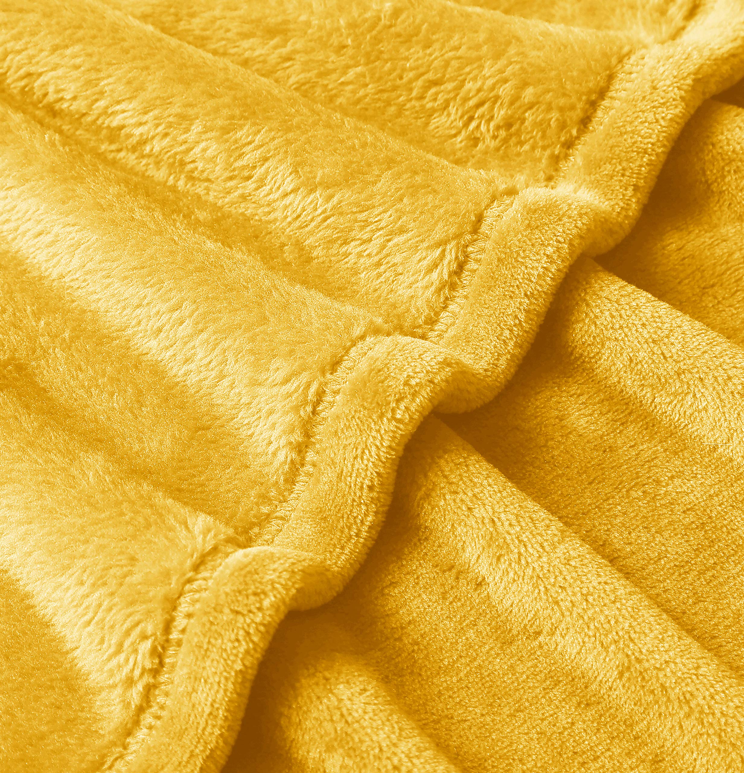 EXQ Home Fleece Blanket Twin Size Yellow Throw Blanket for Couch or Bed - Microfiber Fuzzy Flannel Blanket for Adults