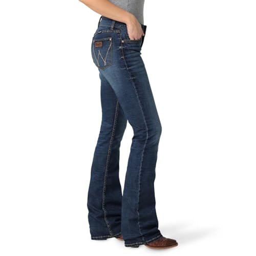 Wrangler Women's Retro Mae Rise Stretch Boot Cut Jean, Mid Wash, 15W x 34L