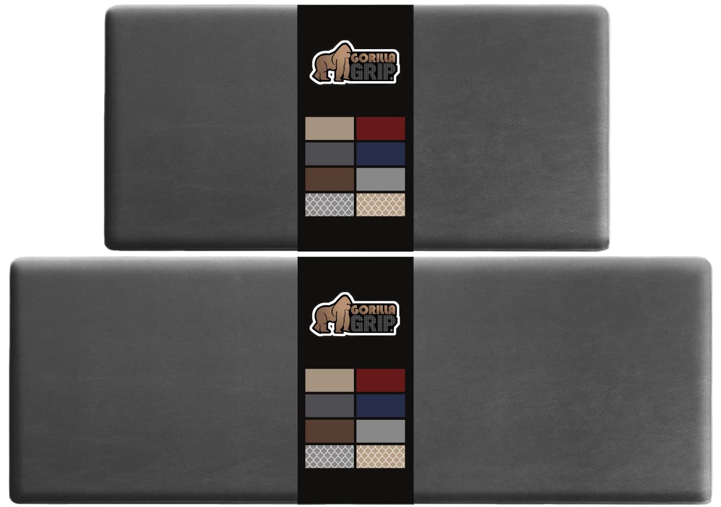 Gorilla Grip Set of 2 Anti Fatigue Cushioned Waterproof, Stain and Scratch Resistant Kitchen Floor Mats, Ergonomic Standing Office Desk Mat, Supportive Padded Memory Foam Rugs, 17x24 + 17x48 Charcoal