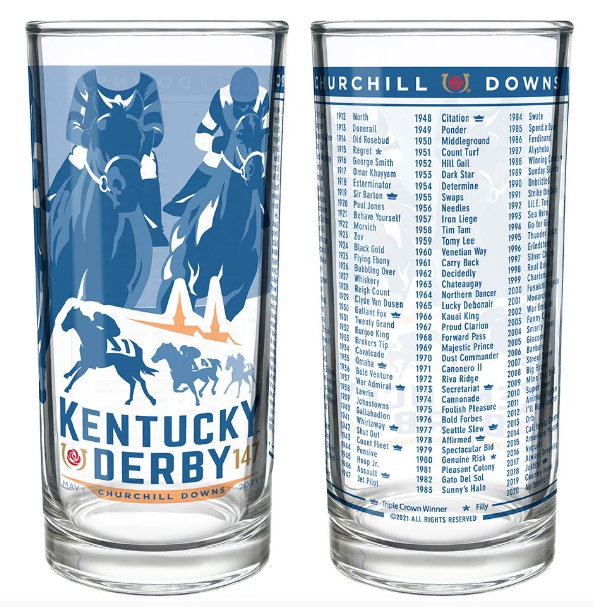 Kentucky Derby Mint Julep Glass, Official Souvenir Glassware, 4 Pack (147th2021),4 Count (Pack of 1)