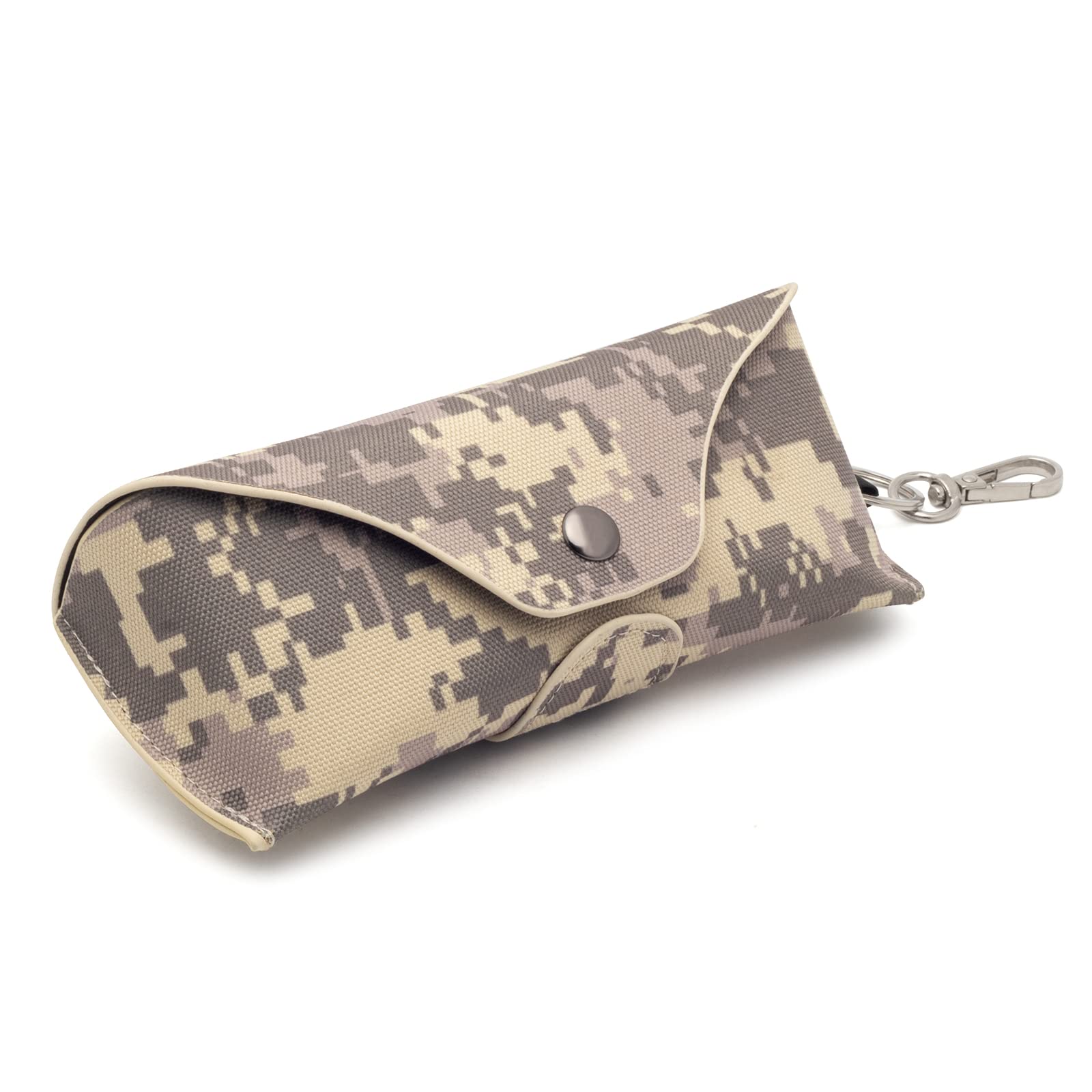 Face Shadow PU Leather Glasses Case with Belt Loop, Semihard Portable Eyeglasses Case for Outwork