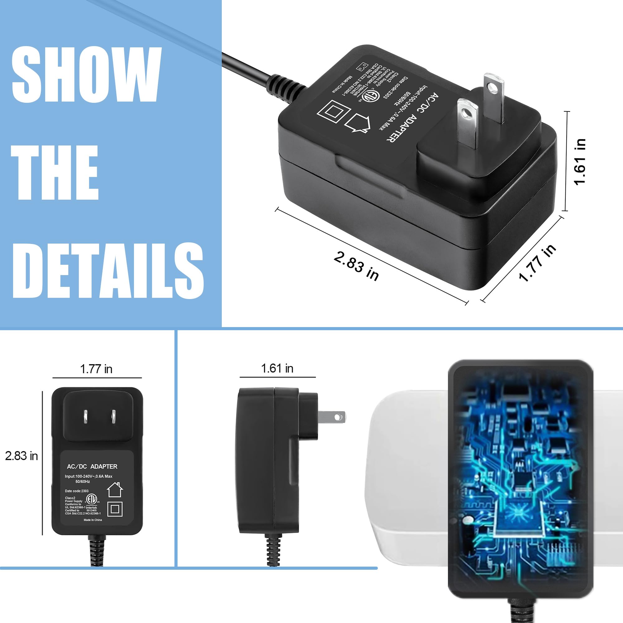 Digipartspower 2-Prong 12.6V AC Adapter for Aiper Seagull Plus Cordless Robotic Pool Cleaner Power DC Charger