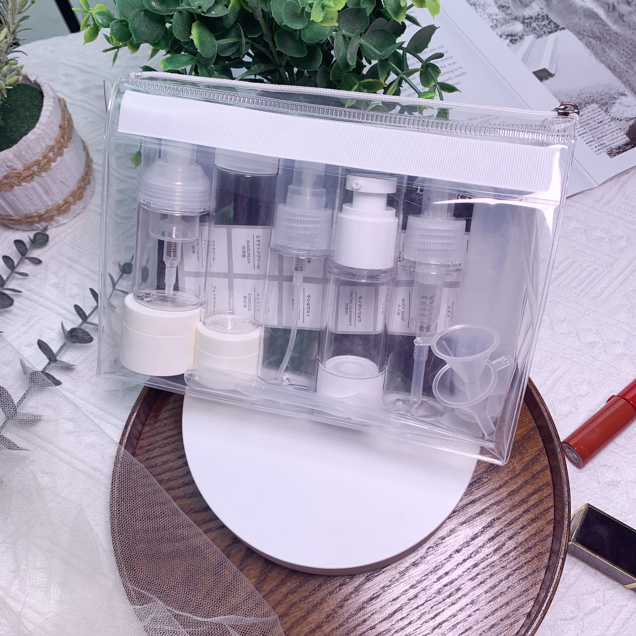 LuHaKiDu TSA Approved Travel Size Bottles Kits Foam Bottle Refillable Airless Pump Bottles Can be Filled With Liquid (pack of 13)