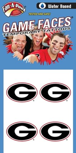 Georgia – Water Based Temporary Spirit Tattoos – 4-Piece – Red/White/Black G Oval