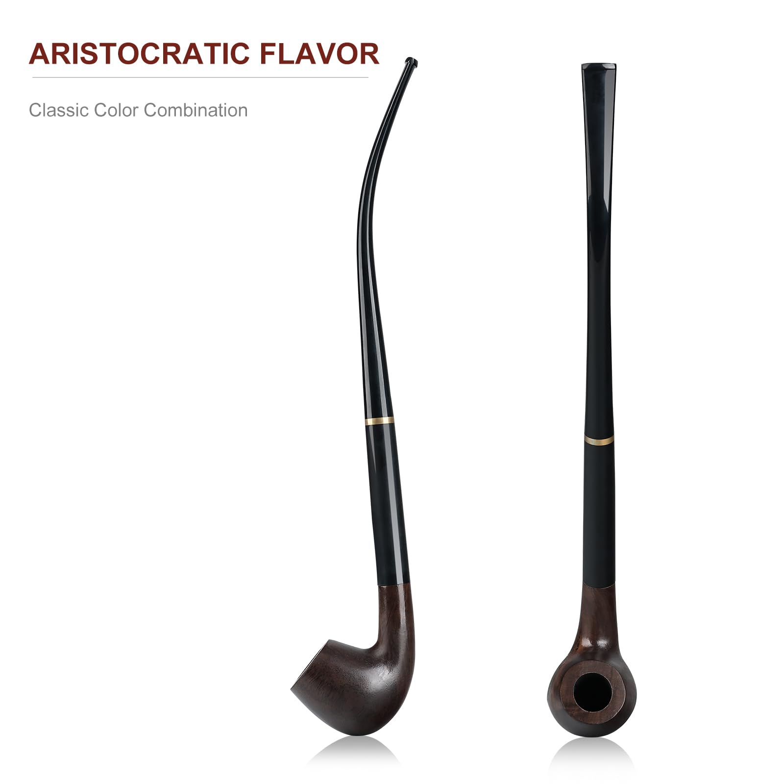 Extended Tobacco Pipe 12" Smoking Pipe Ebony Churchwarden Pipe Gandalf Pipe for 9mm Pipe Filters with Wood Pipe Guide Book