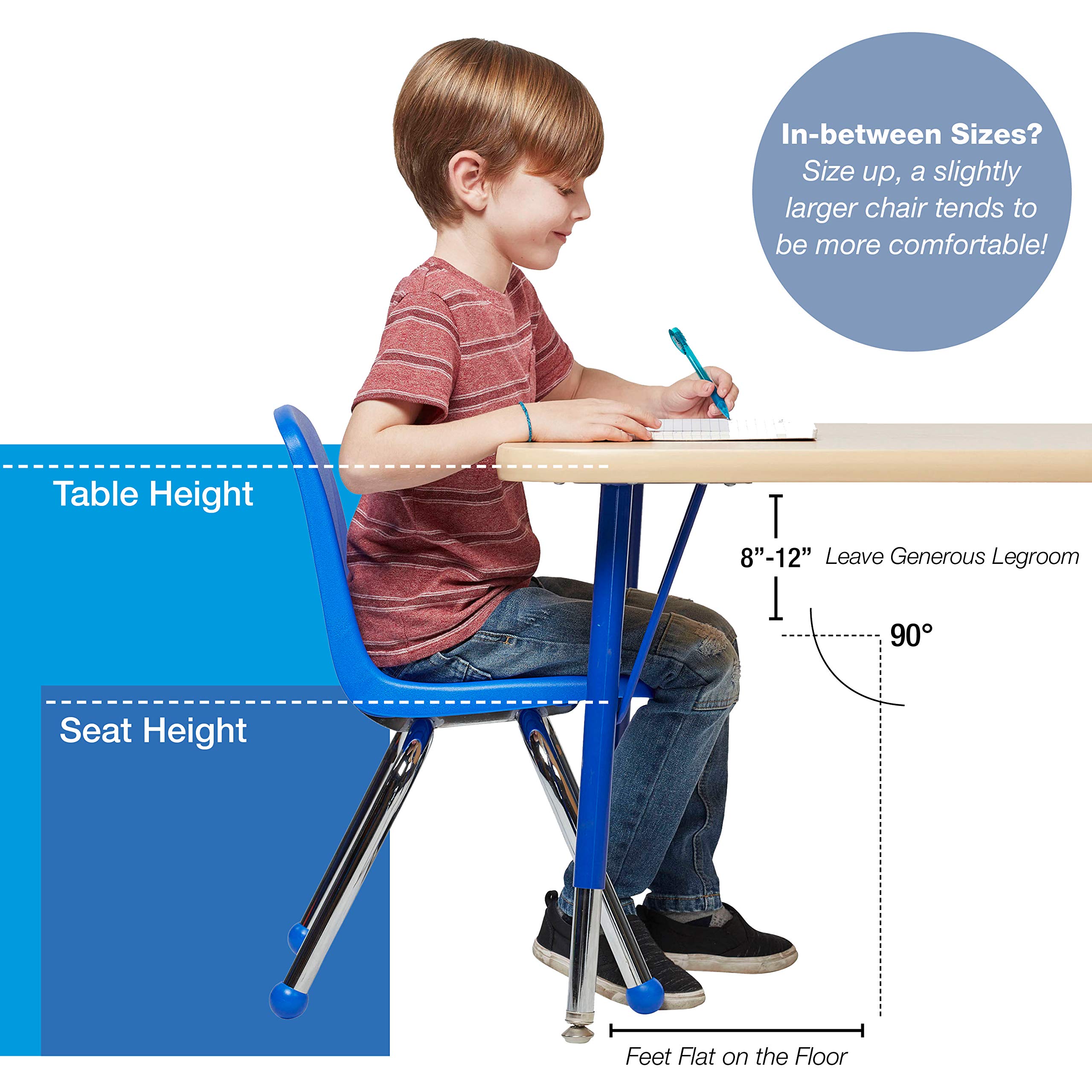 FDP 14" School Stack Chair, Stacking Student Seat with Chromed Steel Legs and Ball Glides; for in-Home Learning or Classroom - Black (4-Pack), 10380-BK