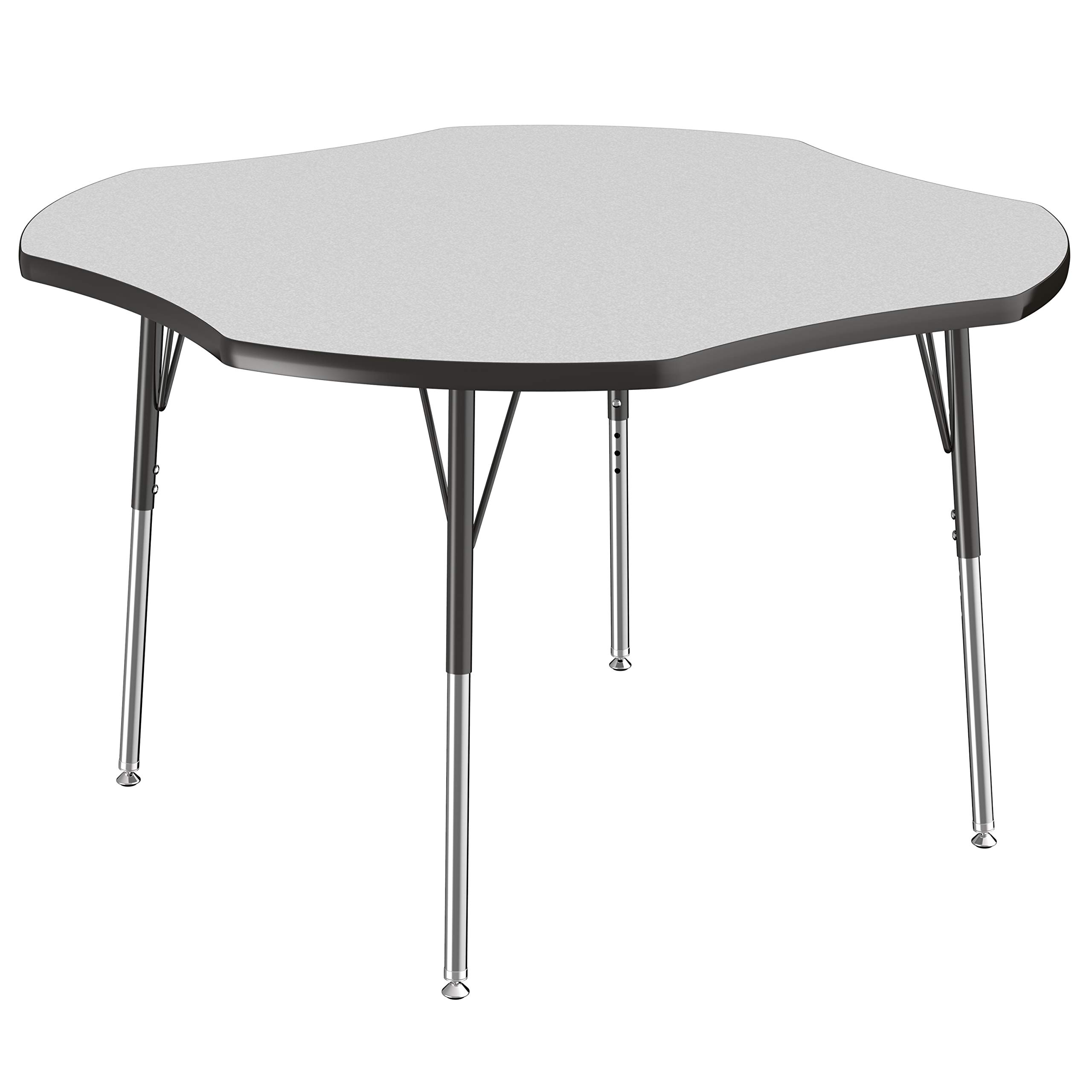 Factory Direct Partners 10082-OKBK Clover Activity School and Office Table (48" x 48"), Standard Legs with Ball Glides, Adjustable Height 19-30" - Oak Top and Black Edge