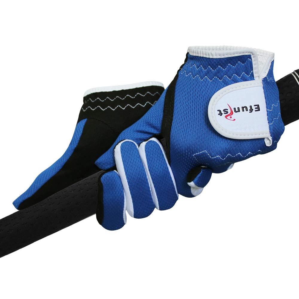 Efunist 1 Pair Junior Kids Youth Toddler Boys Girls Golf Gloves Dura Feel Blue Red Green Left Hand Right Hand (Blue, Medium)