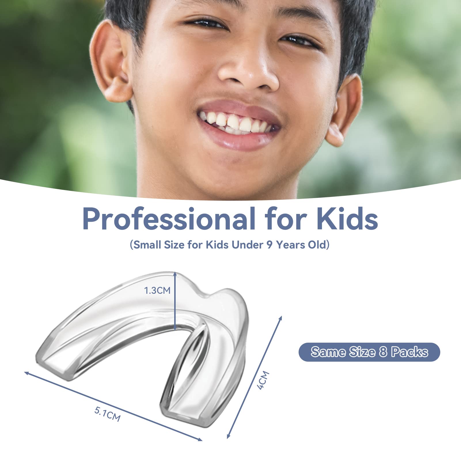 Kids Mouth Guard for Teeth Grinding at Night, Pack of 8 Moldable Night Guards for Clenching Teeth, Bruxism, Sport Athletic, Whitening Tray