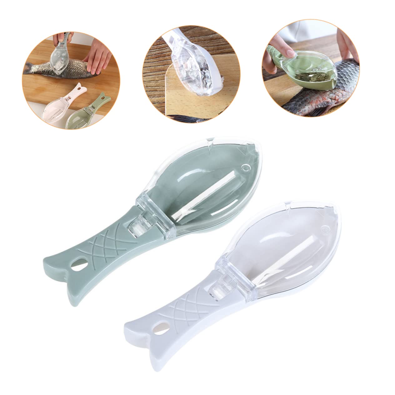 Holibanna 6 pcs Scale Remover Fish Cleaning kit Shrimp deveiner Tool frogmore Shrimp Cleaner Fish Scaler Shrimp Peeler and deveiner Tool Coconut Grater Tools as Peeling Machine with Cover