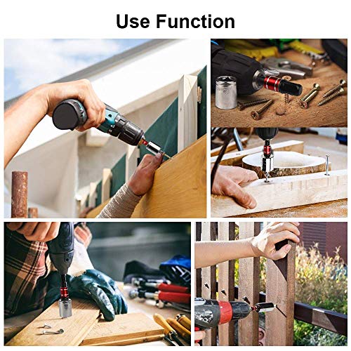 Impact Grade Socket Wrench Adapter Extension Set,3Pcs Hex Socket Adapter Bit+105° Right Angle Drill Attachment Bit Extension 1/4-inch Hex Drive Drill Bit Power Socket Screwdriver Set Holder Adaptor
