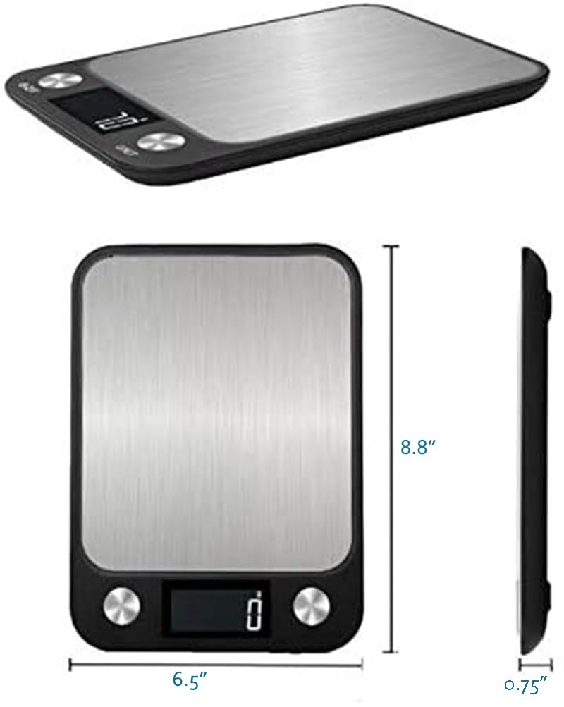 Digital Kitchen Food Scale, 22 lb 10 KG Conzy Multifunction Weight Scale for Food Ounces and Grams, Stainless Steel Scale Panel with LCD Display, Batteries Included