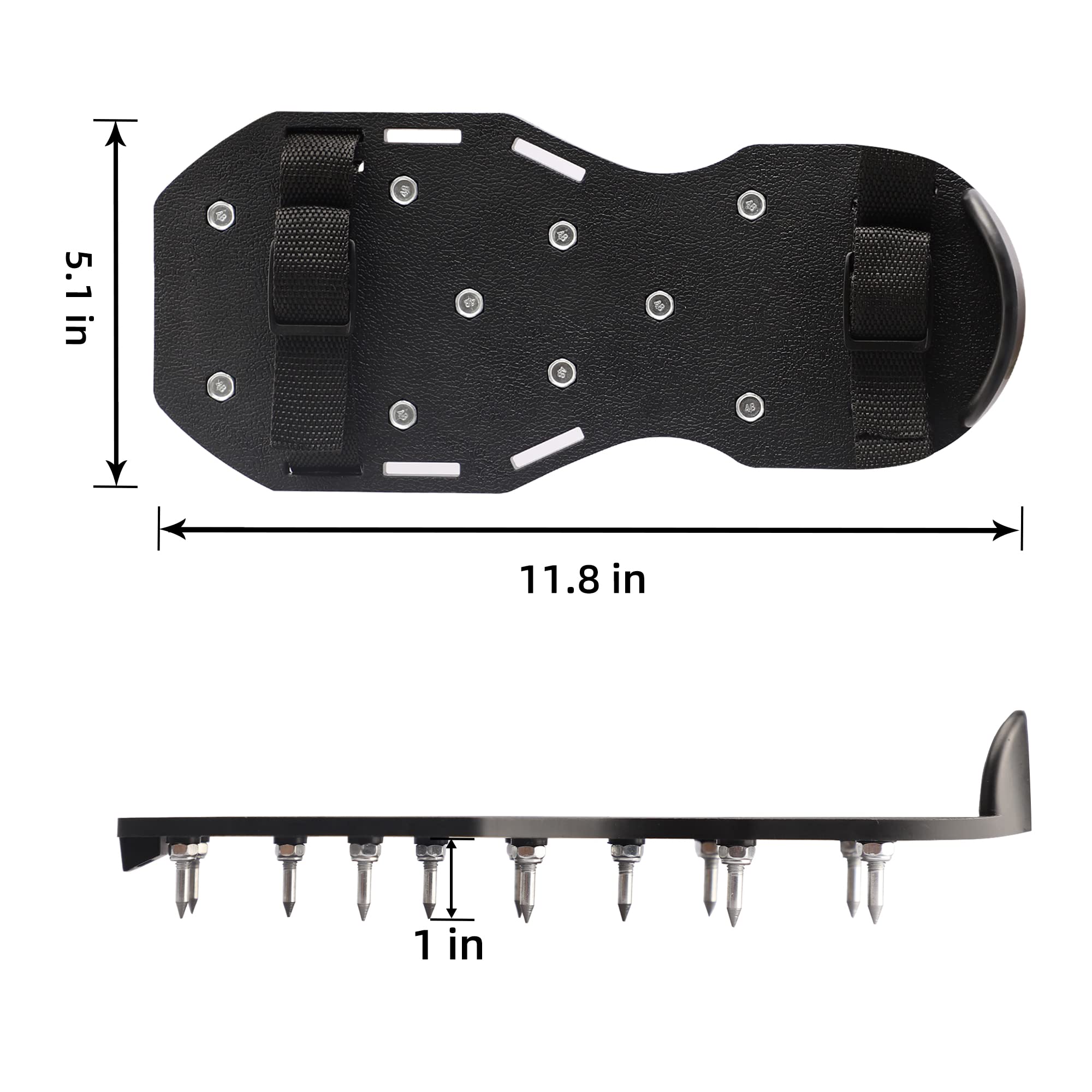 Gunite Spiked Shoes with 1 inch Short, Spiked Shoes for Epoxy Floor Gunite Epoxy Spiked Shoes Non-Slip Adjustable Snap with Wrench (Black)