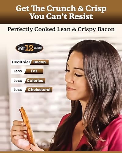 Gotham Steel Bacon Bonanza Large Baking Pan with Rack for Crispy Bacon + Crisper Tray for Bacon with Grease Catcher, Nonstick Bacon Cooker for Oven / Copper Bacon Pan, Non-Toxic Oven / Dishwasher safe