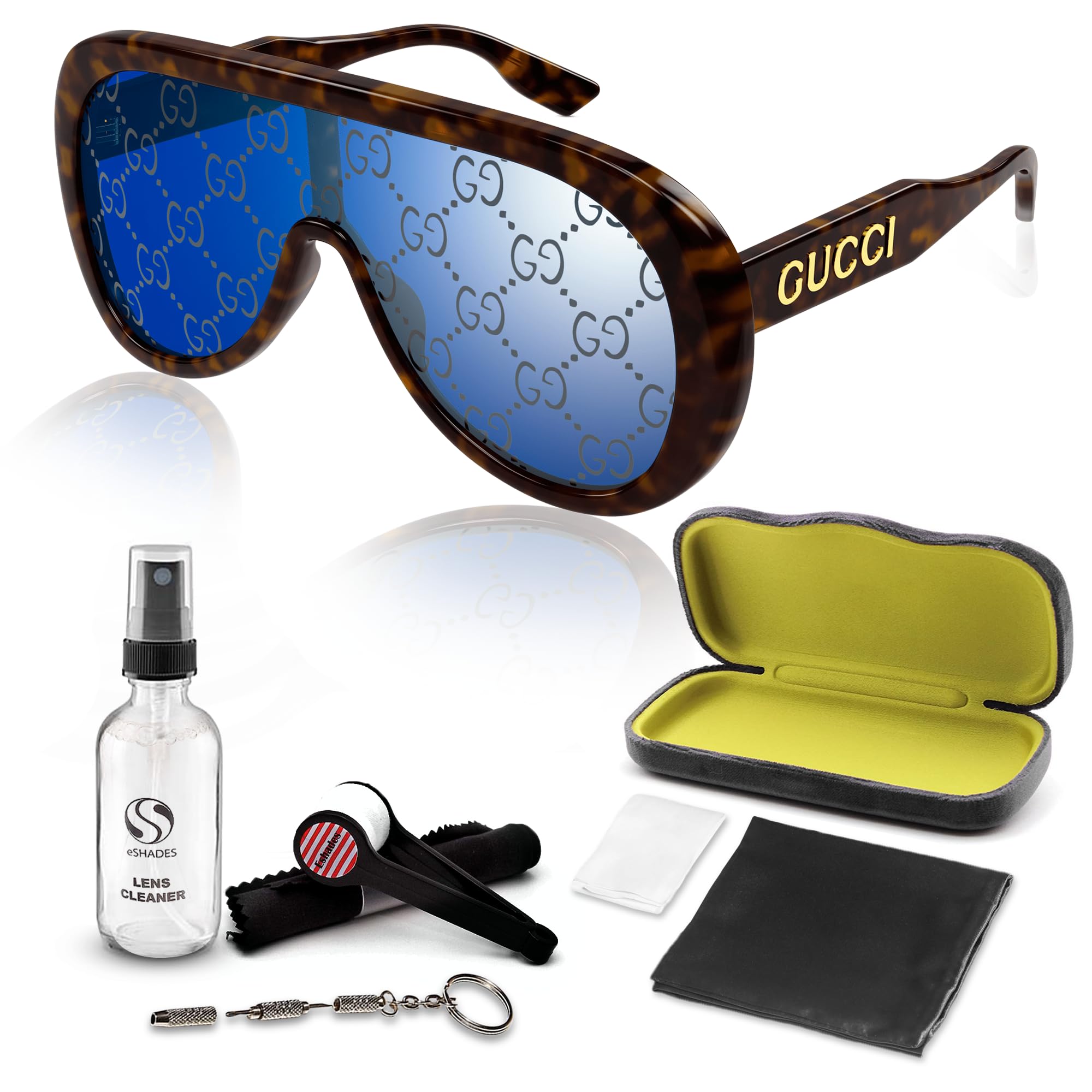 Gucci GG1370S Designer Shield Logo Sunglasses: Shield Frame Eyewear with Non-Polarized Lenses - Epitome of Luxury and Style