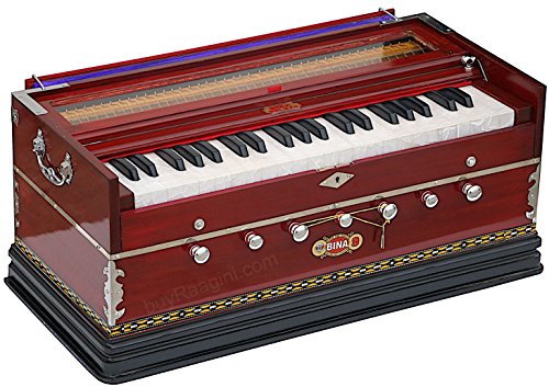 Harmonium, BINA No. 9A, In USA, 7 Stops, 3 1/2 Octaves, Rosewood Color, Coupler, Special Double Reeds, Bag, Indian Musical Instrument (GSB-BCB)