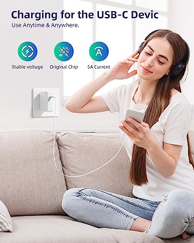 Mac Book Pro Charger - 118W USB C Fast Charger Power Adapter Compatible with USB C Port MacBook Pro, MacBook Air, New iPad Pro and All USB C Device, 7.2ft USB-C to C Charge Cable, White