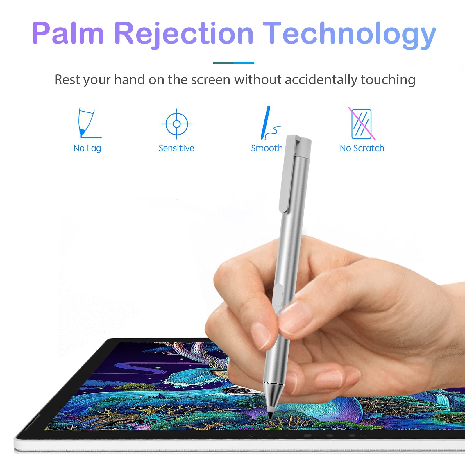 Digital Pen for Lenovo Touchscreen Laptop, Active Capacity Stylus Pen for Lenovo ThinkPad x1 Yoga Miix IdeaPad Flex 5/6 with 2048 Levels of Pressure