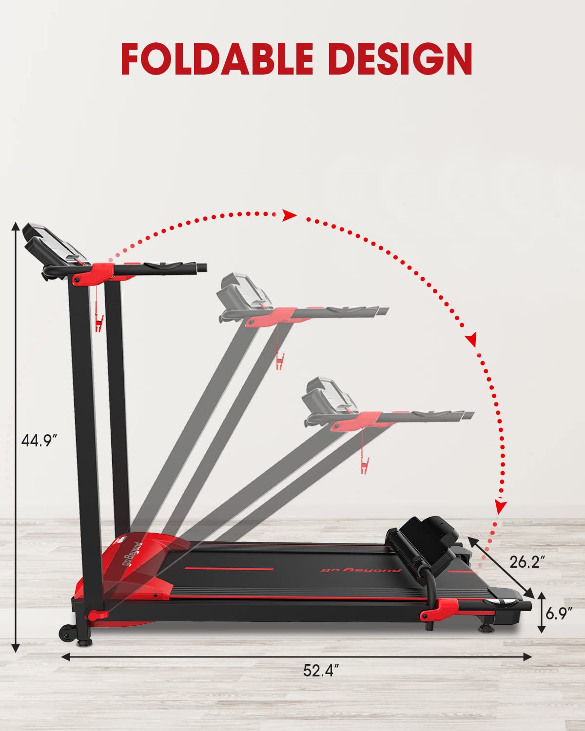 Folding Treadmill, 3HP Foldable Treadmill 300 lb Weight Capacity with LED Display, Space Saving Small Treadmill for Home & Office, Mini Compact Treadmill with Large Running Area, 12 Preset Programs