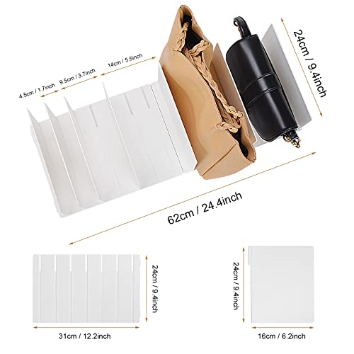XCELLENT GLOBAL XG Purse Organizer for Closet,Plastic Shelf Dividers Organizer for Vertical Purse Handbag Sweater Shirts in Pantry Bedroom 2 Sets White HG649