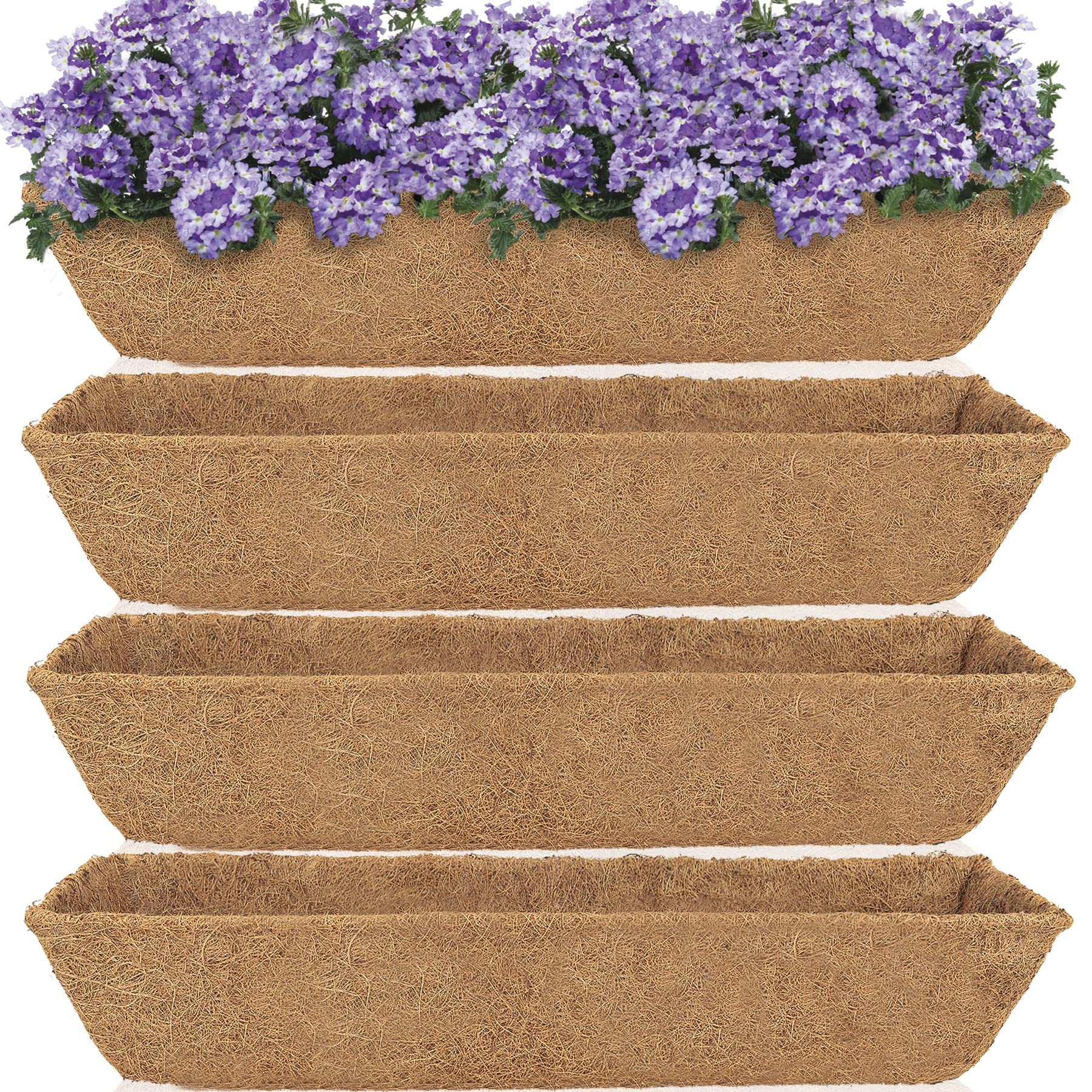 HFHOME 2Pcs 24" Trough Coco Fiber Replacement Liner, Natural 24 in Window Deck Coco Replacement Liner for Window Box