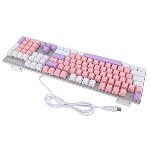 Luqeeg Mechanical Keyboard, 104 Keys RGB Keyboard, Wired Ergonomic Gaming Keyboard with 26 26 Backlight Mode Hot Swap Mechanical Game Keyboard, Compact for Windows for OS for