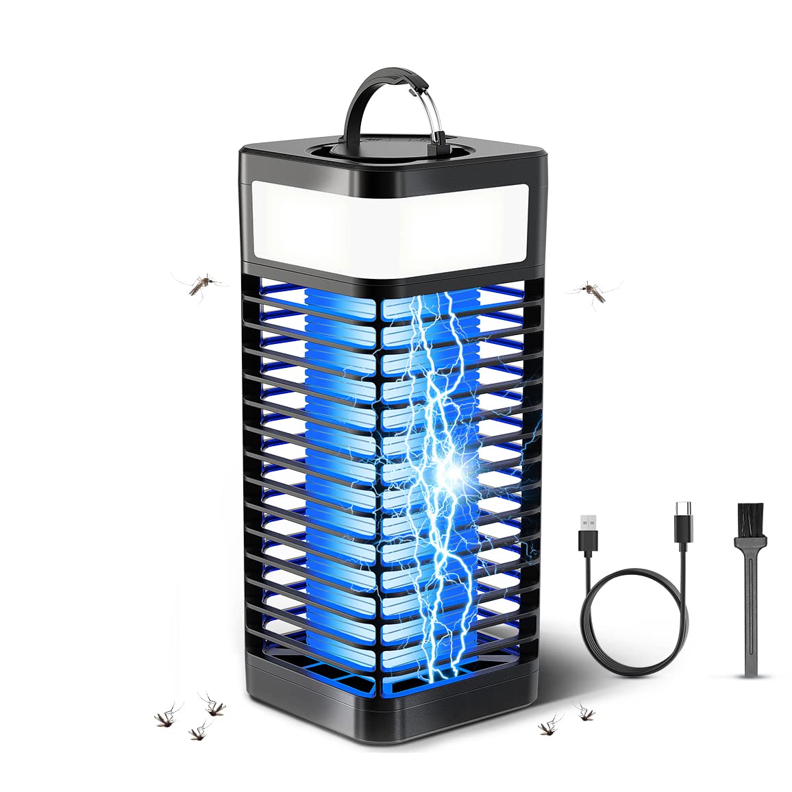 GKKOWN Bug Zapper Outdoor and Indoor, Mosquito Zapper, Fly Zapper, Electric Rechargeable Cordless Waterproof Mosquito Trap, Mosquito Killer Lamp for Home, Patio, Camping and RV, USB Battery Powered