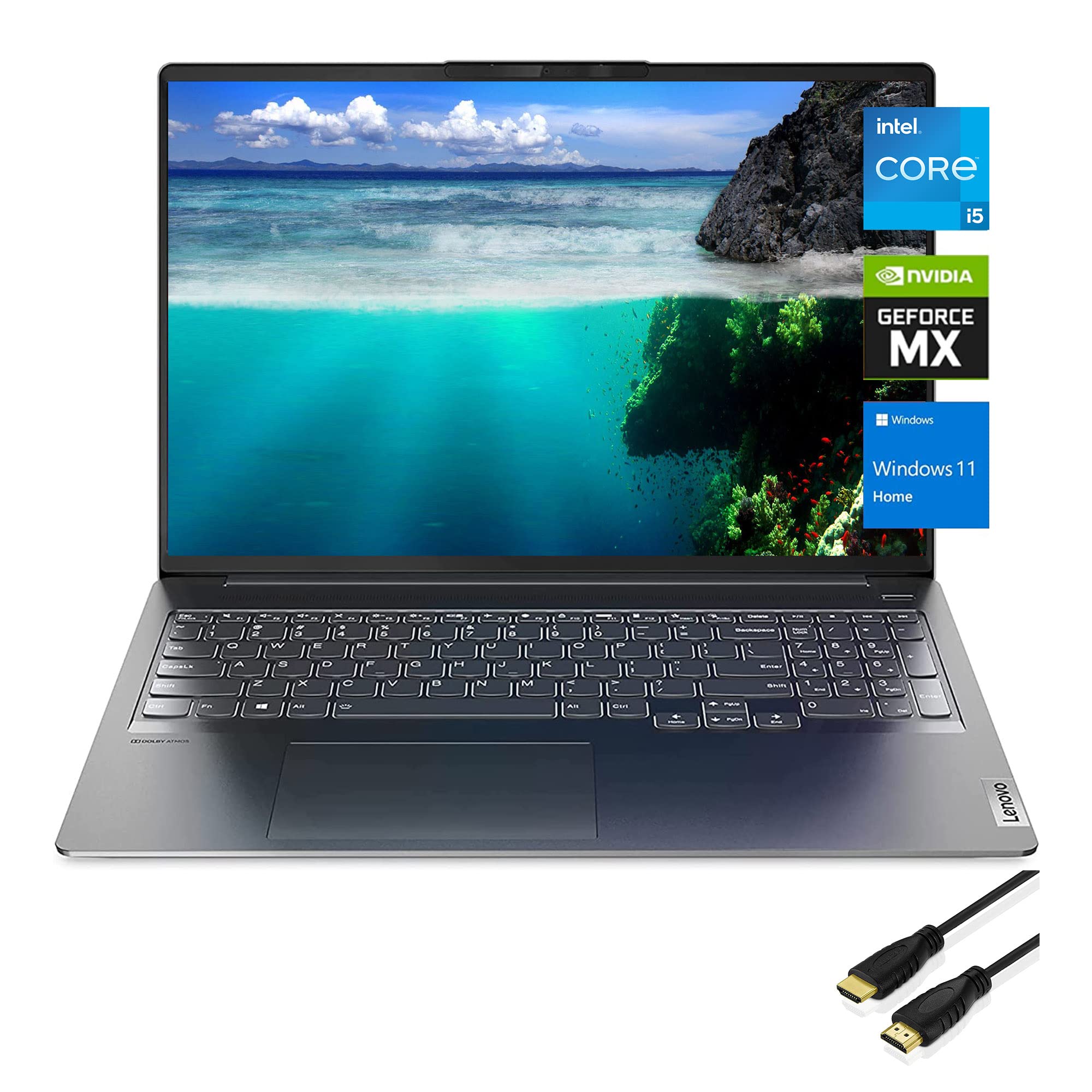 Lenovo Ideapad 5i Pro 16 inch Laptop, 2.5K QHD(2560 x 1440) IPS Display, 11th Gen Intel Core i5-11300H(Beats i7-10710U),8GB RAM, 512GB SSD, NVIDIA GeForce MX450, Backlit KB, IR Camera, Windows 11 Home