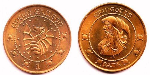 HARRY POTTER Gringotts Unum Galleon Golden Coin