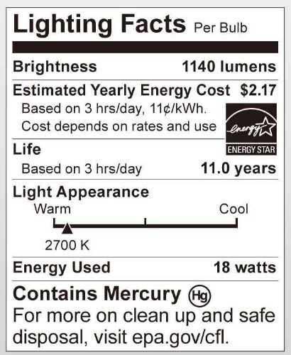 Satco S6271 18W T2 Ultra Mini Spiral Compact Fluorescent (CFL) Light Bulb, 18T2, White, 3 Count