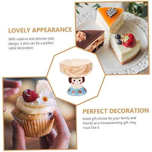 Mikinona Ceramic Doll Tray Ceramic Salad Bowl Oval Tray Extra Large Salad Bowl Trifle Bowl Small Bowls for Ice Cream Cartoon Fruit Plate Food Serving Bowl Footed Dessert Bowls Dessert Cup