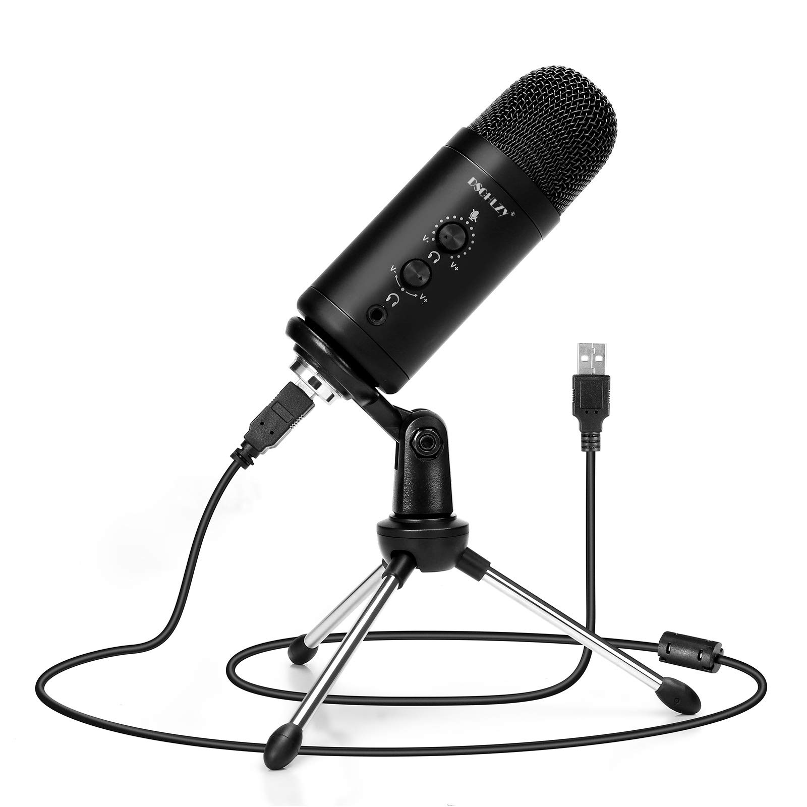FONSAWA USB Condenser Microphone Podcast PC Microphone: Vocal Recording Streaming Mic Studio Professional Zero Latency Monitoring Kit for Singing Skype Gaming Voice YouTube with Tripod Stand