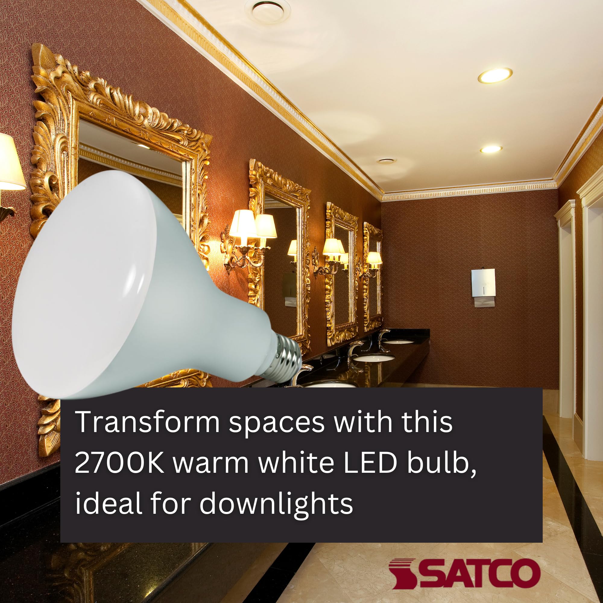 Satco S9634 11.5W BR40 LED Bulb – 2700K Warm White, 940 Lumens, 103° Beam Angle, Dimmable, Medium Base (6 LED Bulbs)