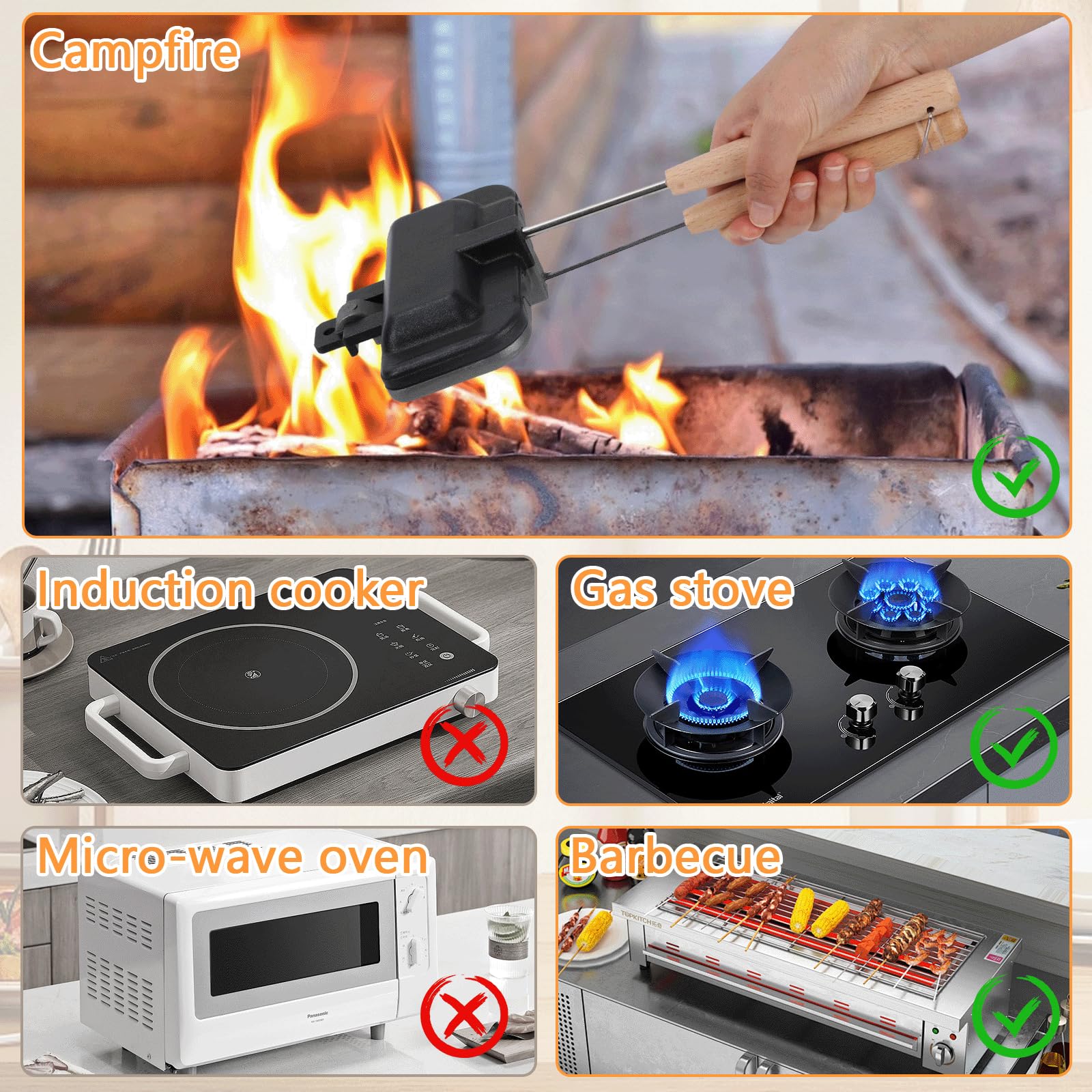 Hot Sandwich Maker, Hot Dog Toaster, Non Stick Breakfast Sandwich Maker Baking Pan, Removable Double-Sided Sandwich Baking Pan for Breakfast Omelets Pancakes, Frittatas and Toast (Black)
